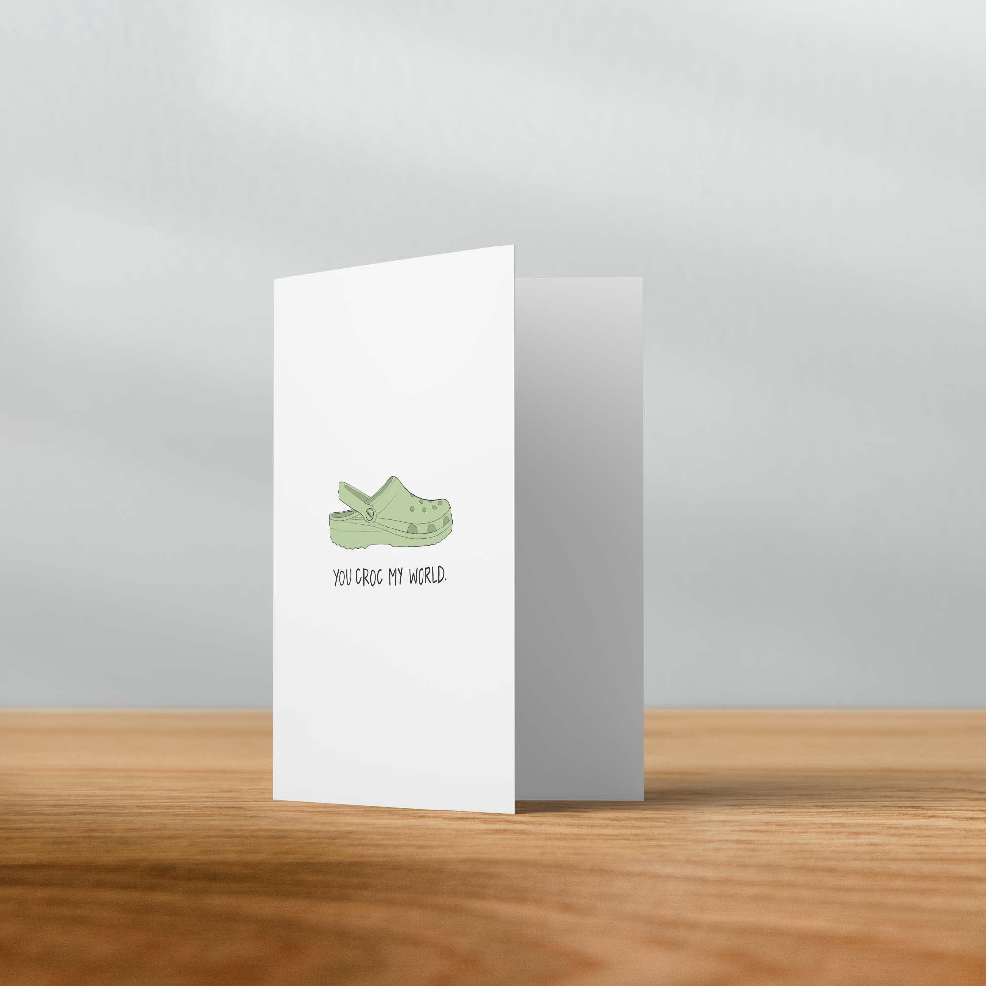 rockdoodles Croc My World Funny Anniversary Card For Husband, Fathers Day Card From Wife, 4.25 in. x 5.5 in.