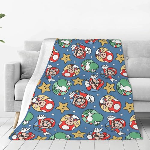 Super Bros Throw Blanket for Boys Kids Adults Ultra Soft Lightweight Micro Flannel Warm Cozy Flannel Throw Blankets for Bedding Couch Sofa Living Room 50"X40"