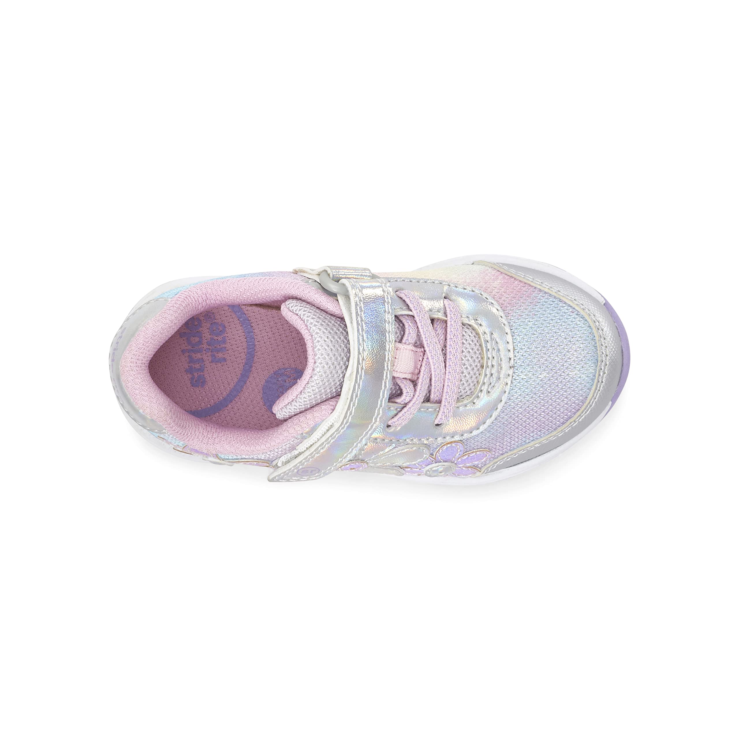 Stride rite Girls SR Lighted Glimmer Sneaker, Iridescent, 1 Wide Little Kid