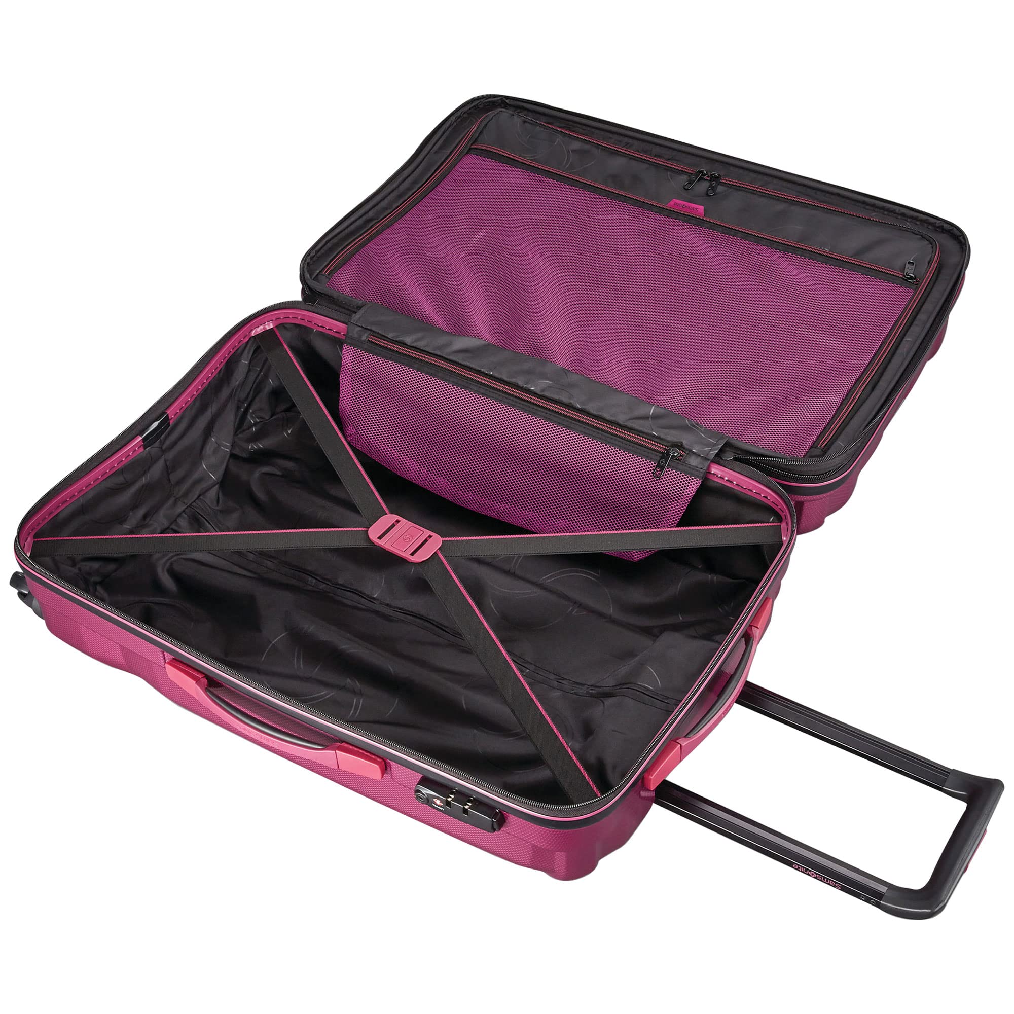 Samsonite SWERV DLX Spinner 4 Wheel 21 Inch Hard Side Travel Suitcase with Side Carry Handle, Telescopic Handle, and TSA Lock, Solar Rose