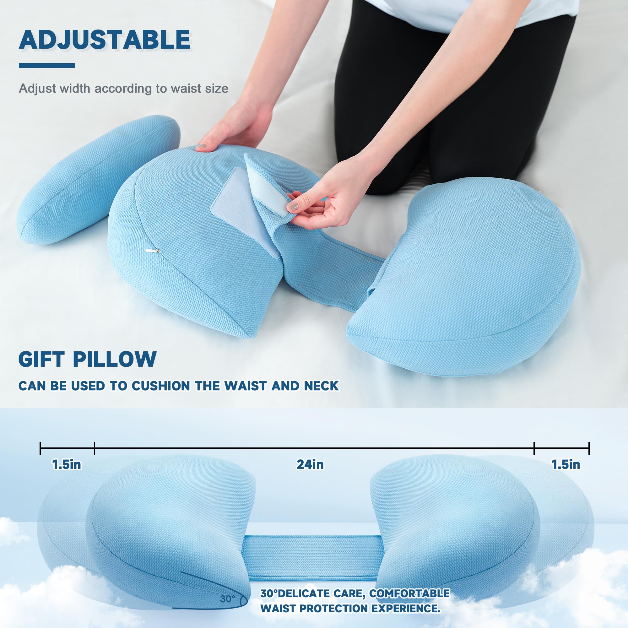 Pregnancy Pillows, Maternity Pillow Support for Backs, Hips, Legs, Belly, Soft Body Pillow for Pregnant Women with Detachable Pillow Cover(blue)