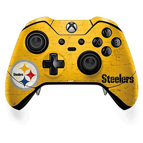 Skinit Decal Gaming Skin compatible with Xbox One Elite Controller - Officially Licensed NFL Pittsburgh Steelers - Alternate Distressed Design