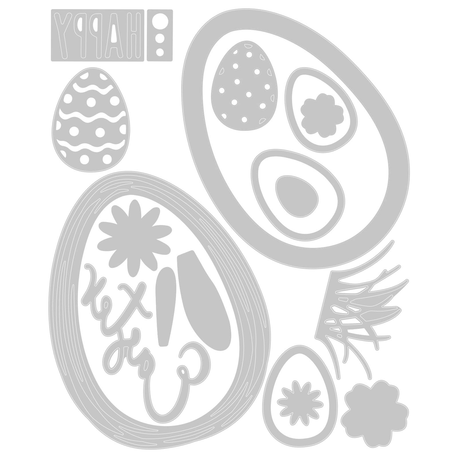 Sizzix Thinlits Die Set 17 Pack Easter Sentiments by Emily Tootle, Multicolor