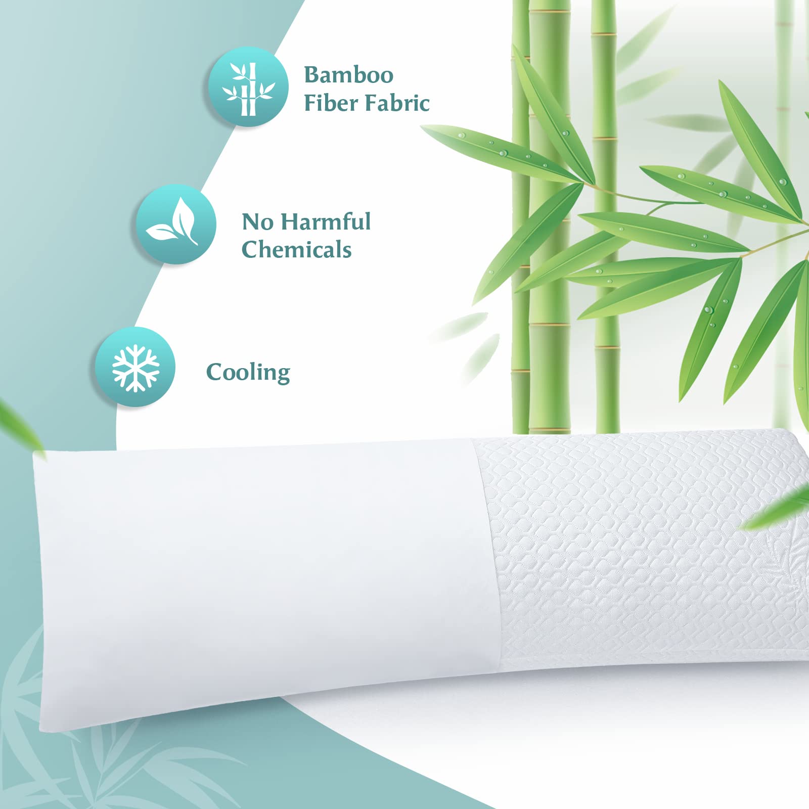 Rainmr Shredded Memory Foam Full Body Pillow β Side Sleeper β Huggable Long Pillow for Body Relief β with Ultra Soft Cooling Cover, 20 x 54 inches