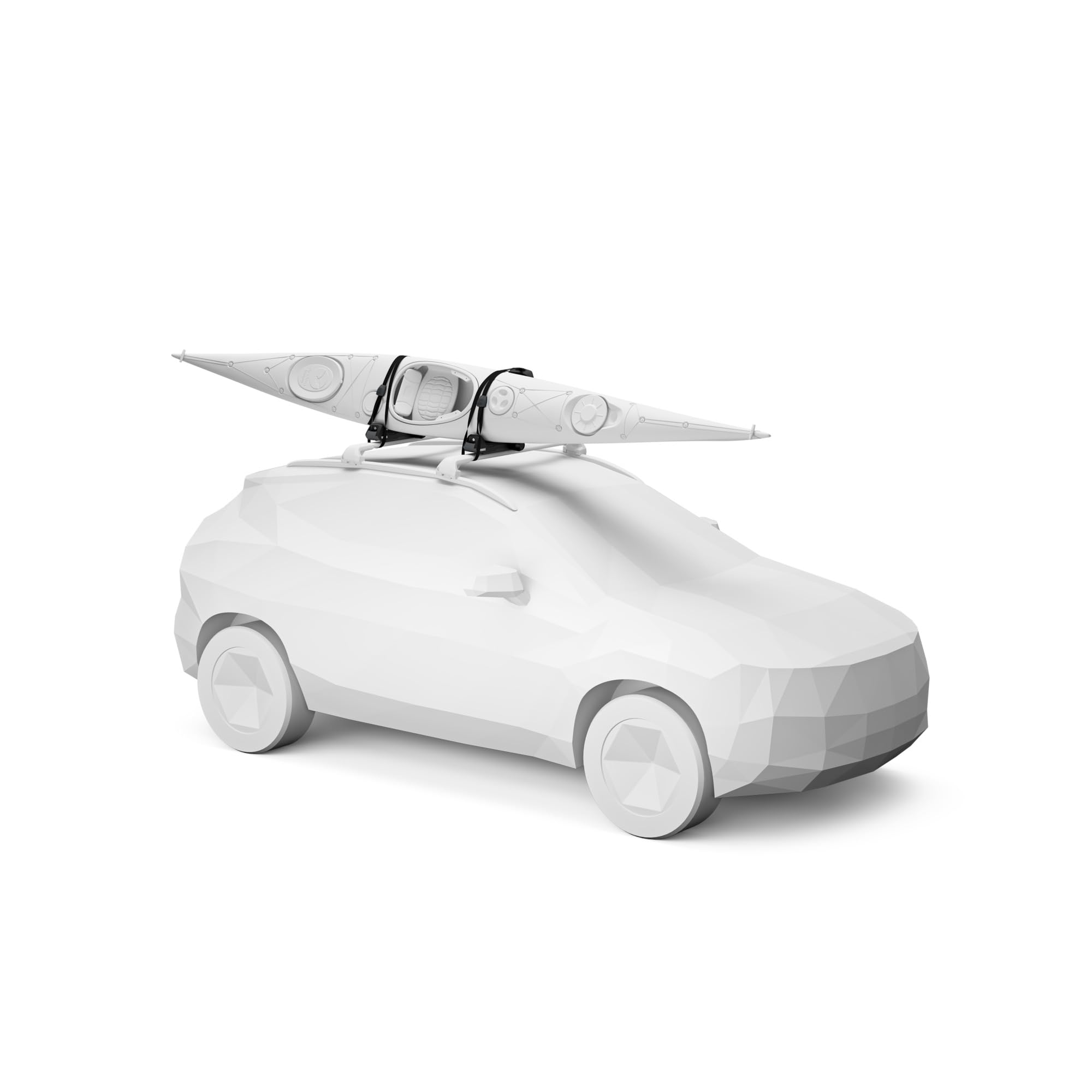 Thule Hull-a-Port Aero Rooftop Kayak Rack - Carries 1 Kayak - Anti-Theft Design - Foldable Design - Rubber Padding mounting Surface - Easy Strap Management - 75lb Weight Capacity