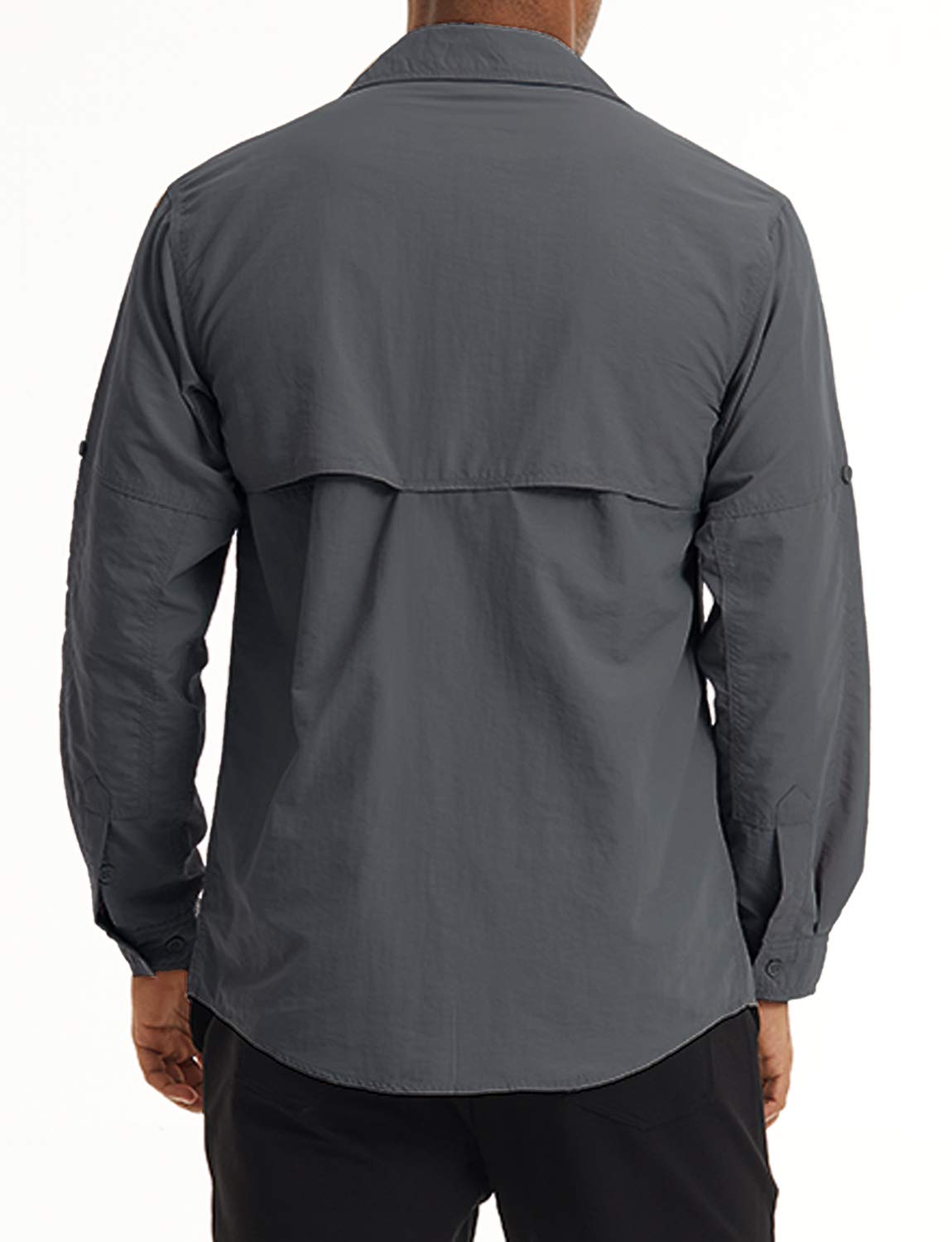 TACVASEN Work Shirts for Men Lightweight Cargo Shirts with Multi Pockets Dark Grey, M