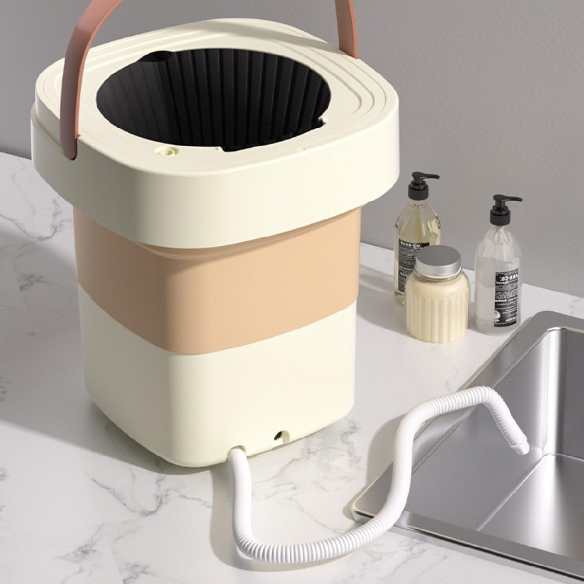 Portable Washer for Apartments, Fully Automatic Mini Folding Washing Machine with 2-in-1 Design 8.5L Dual Purpose Elution with Blue Light Powerful Cleaning Foldable To Save Space (Green+upgradation)