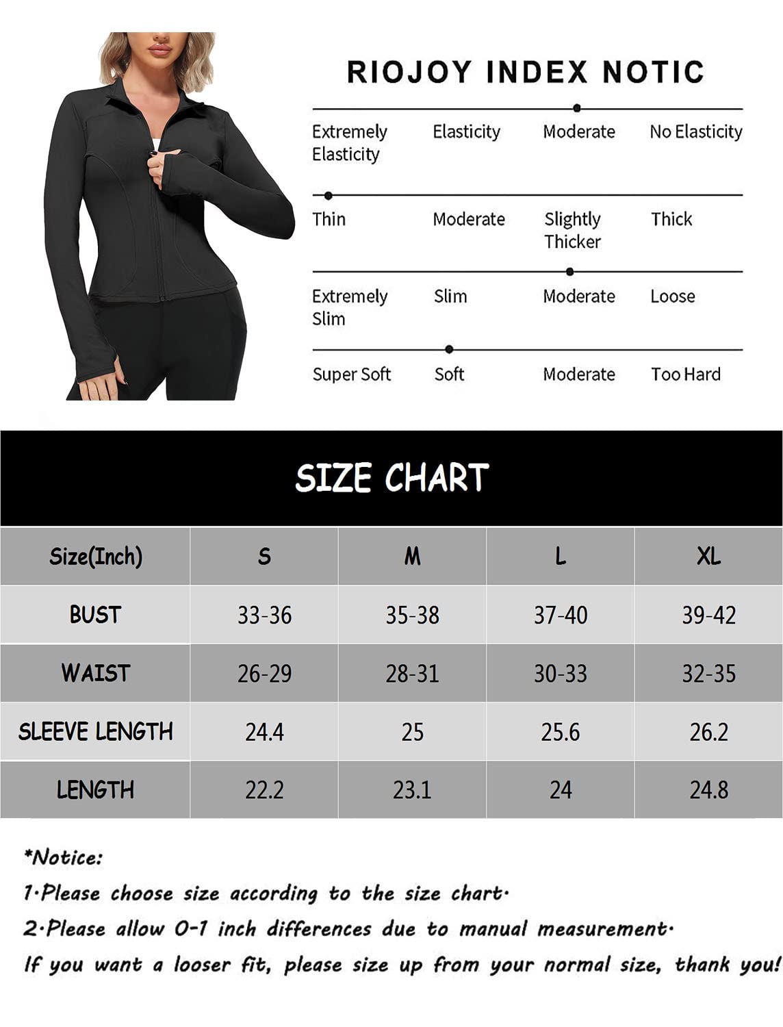YIARBID Womens Running Jacket Lightweight Full Zip Slim Fit Workout Yoga Track Jacket Tops(A-Black,L)