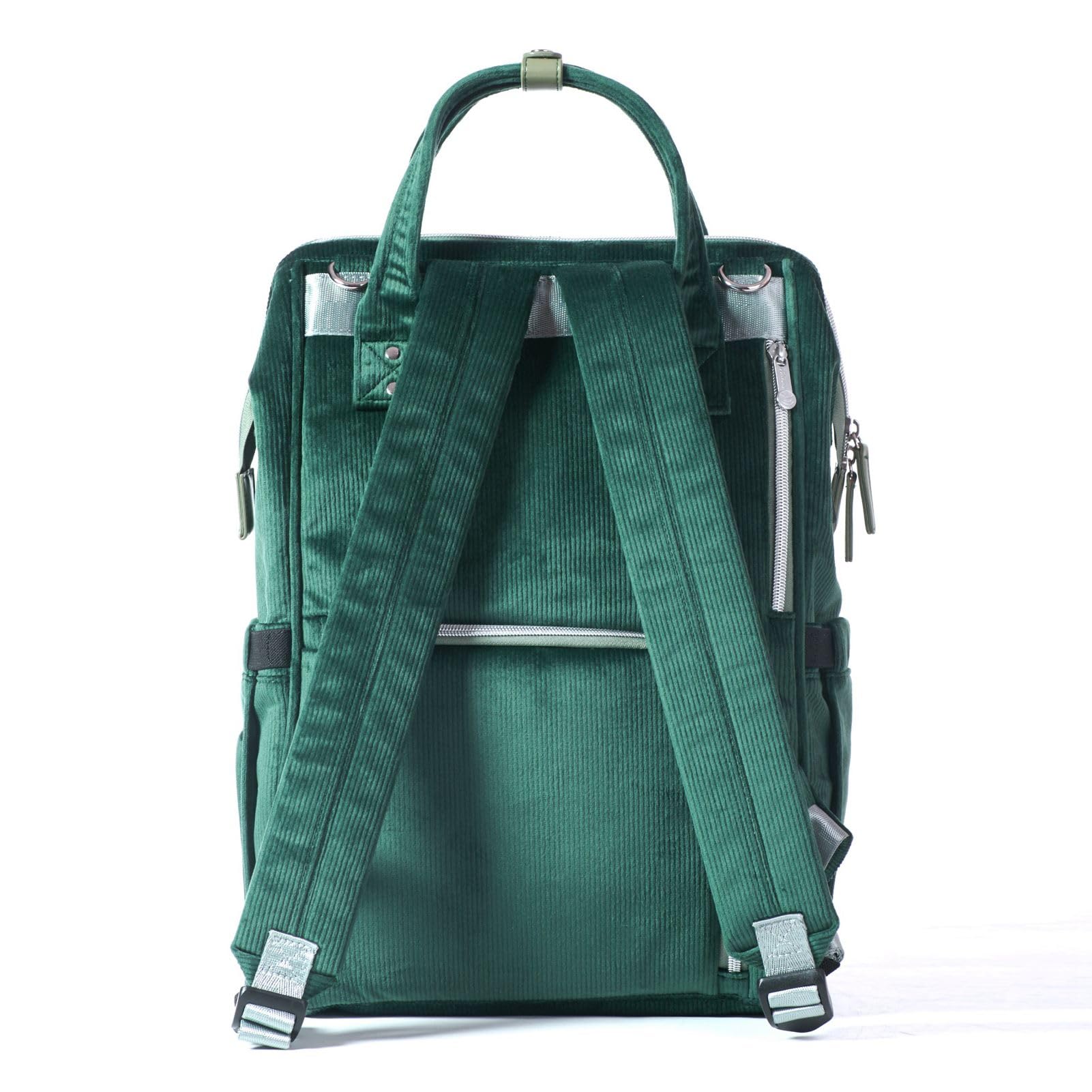 SUNVENO Velvet Stitching Diaper Bag Backpack Large Capacity Tote Shoulder Nappy Bag Organizer for Baby Care with Insulated Pockets,Waterproof Fabric, Green