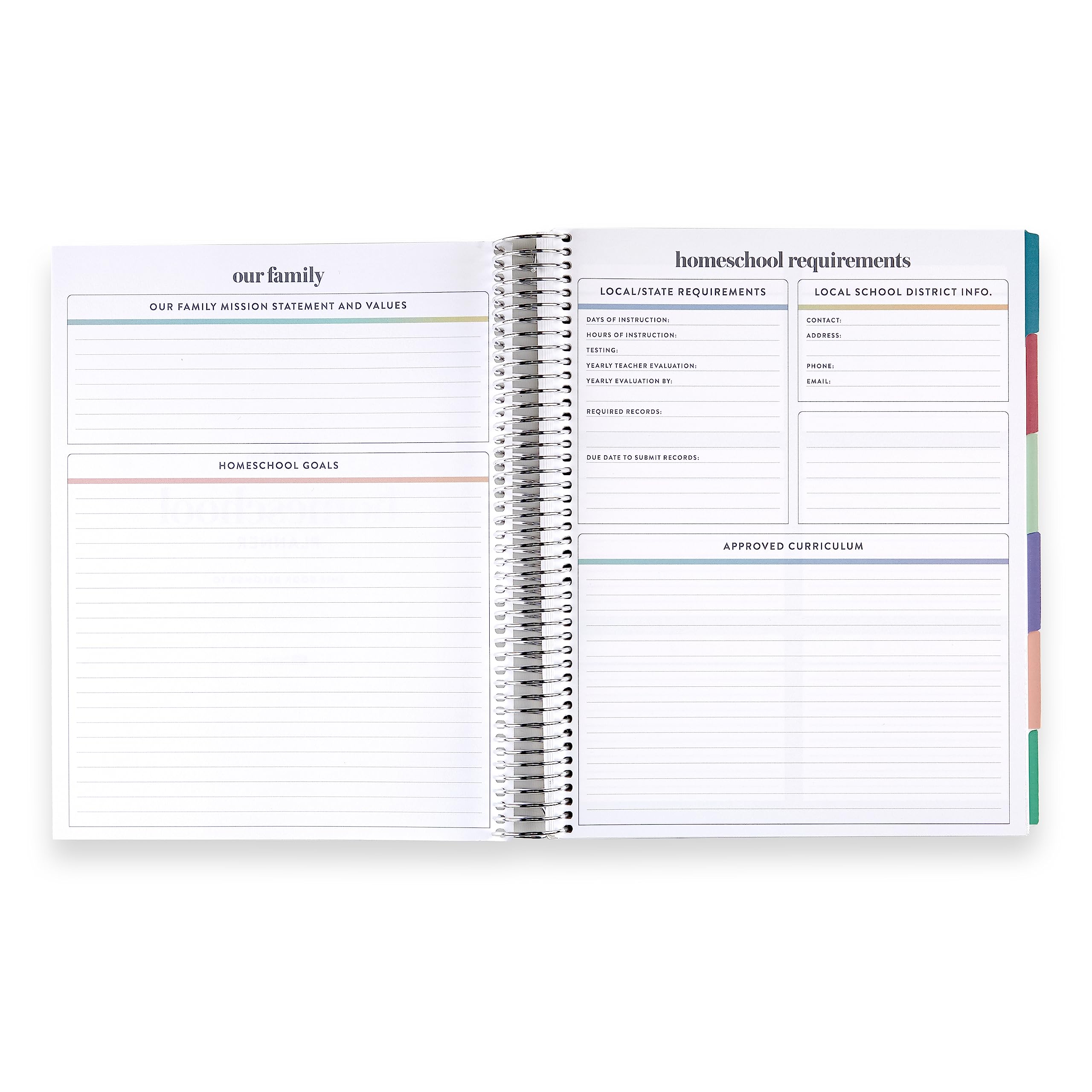 Undated Homeschool Planner 8.5" x 11" Platinum Spiral 12-Month. Layers Colorful Classic Cover by Erin Condren