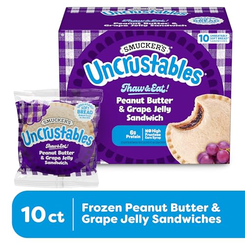 Smucker's Uncrustables Frozen Peanut Butter & Grape Jelly Sandwiches, 10 Count, Thaw & Eat