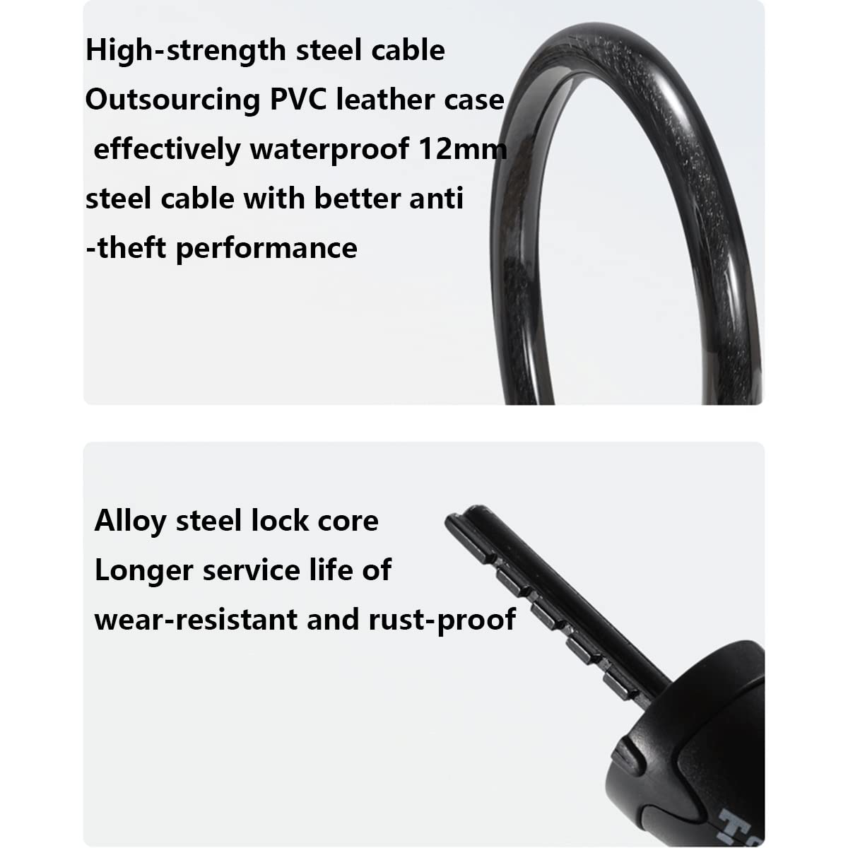 UFFD Bike Lock Cable, Anti-Theft Steel Wire Combination Lock 4 FT Long, 5-Digit Bicycle Combination Lock Universal Cable Lock, 0.4 Inch Diameter (Color : Black, Size : 1.2mx12mm)
