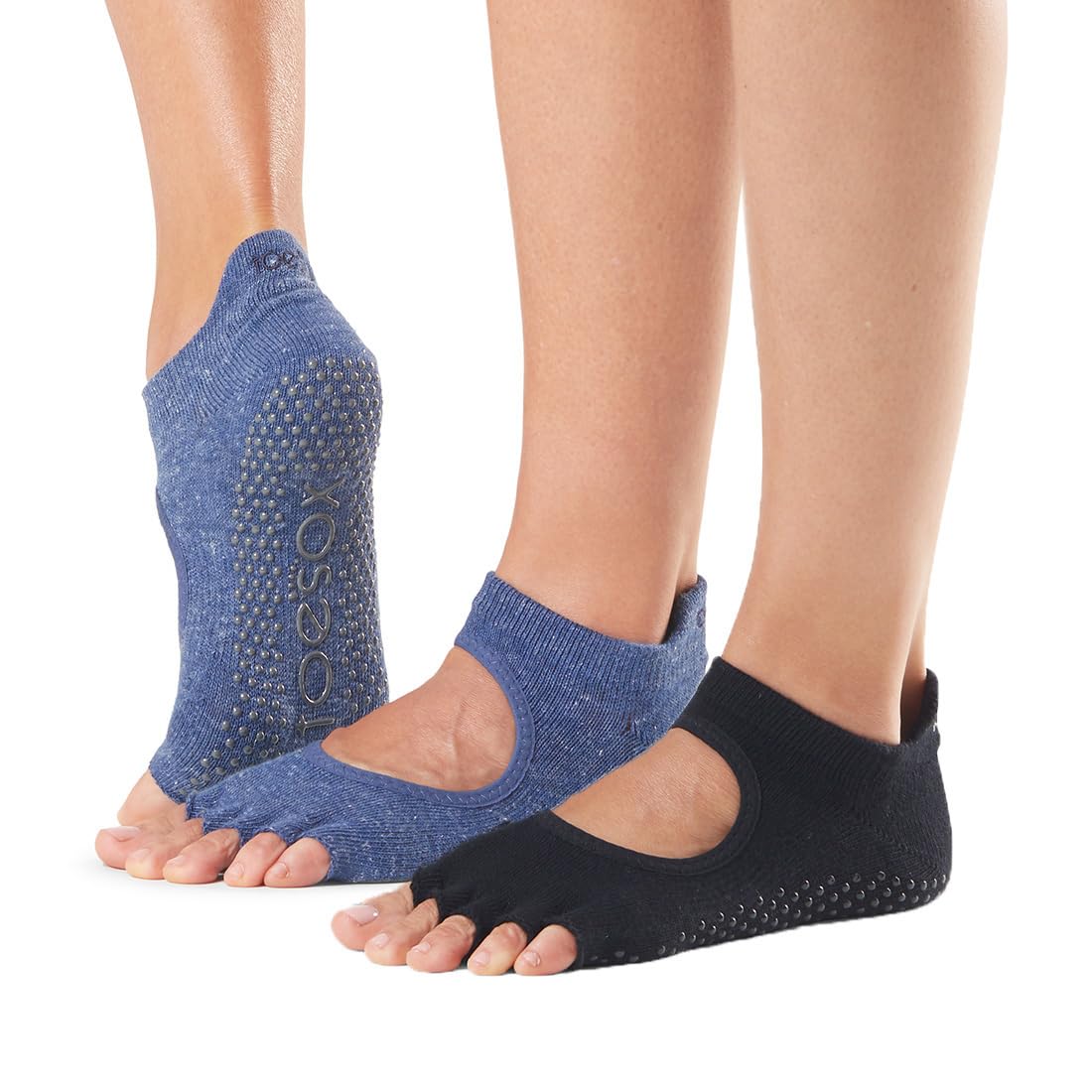 toesox Women's Bellarina Half Toe Grip Socks, Multi Pack - Non-Slip Pilates Socks, Yoga Socks with Grips, Barre Socks, Dance Socks