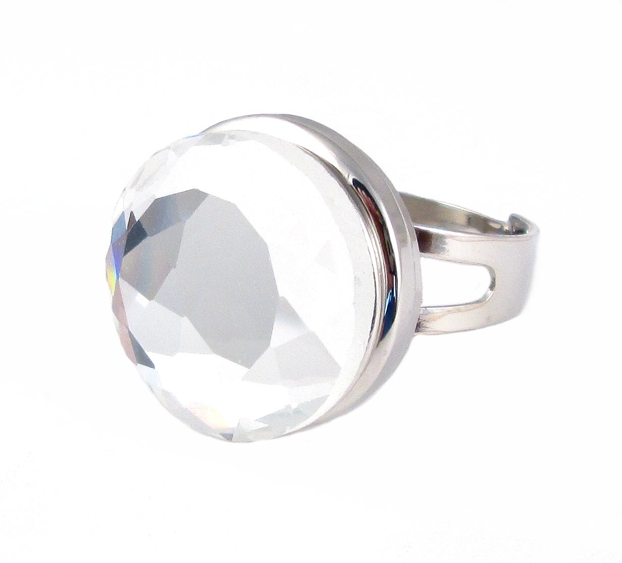 Snap Interchangeable Charm Ring Set - 5 Glass Snaps and 2 Ring Bases (JS1)