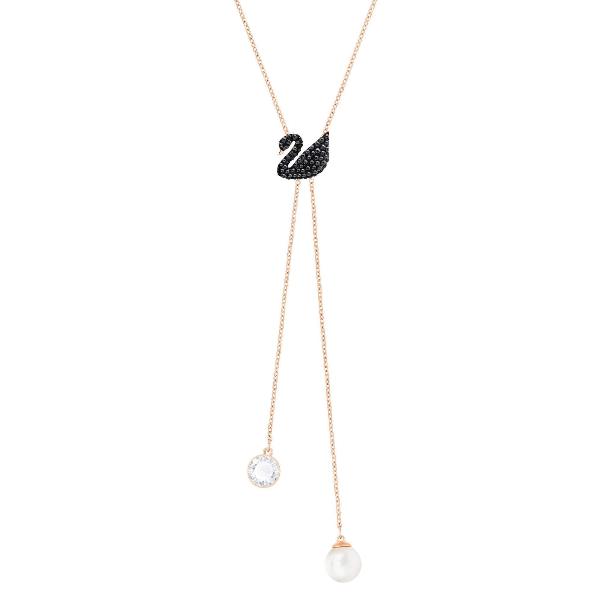 SWAROVSKI Iconic Swan Rose Gold Double Y Necklace