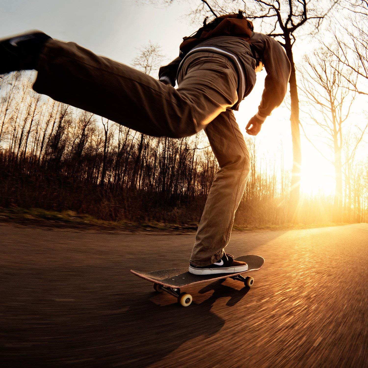 Skateboard, 31" x 8" Complete PRO Skateboard, 9 Layer Canadian Maple Wood Double Kick Tricks Skate Board Concave Design for Beginner,Gift for Kids Boys Girls Youths (3 - Black Pose)