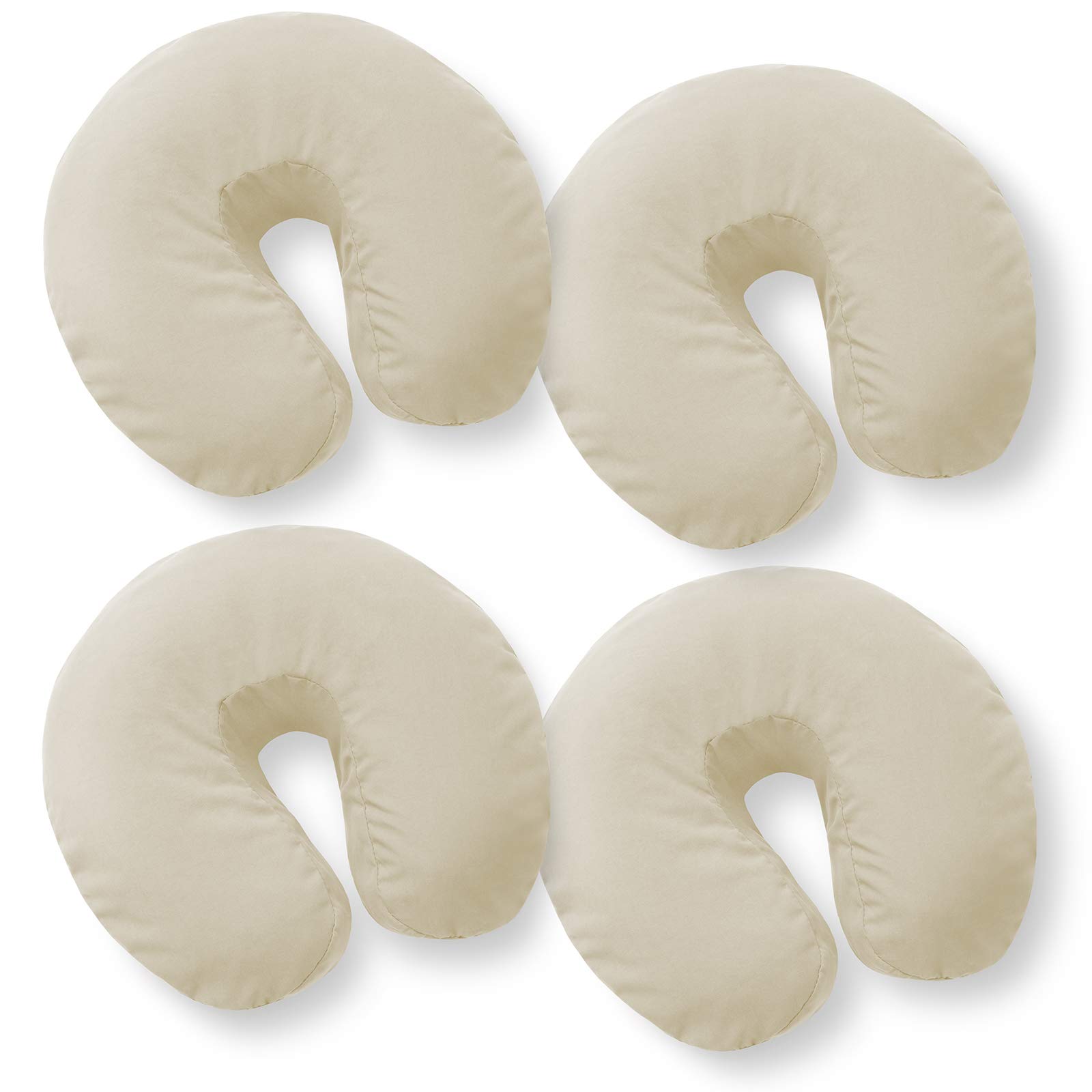 Saloniture 4-Pack Premium Microfiber Face Cradle Covers - Ultra Soft Fitted Massage Table Cradle Cover - Natural