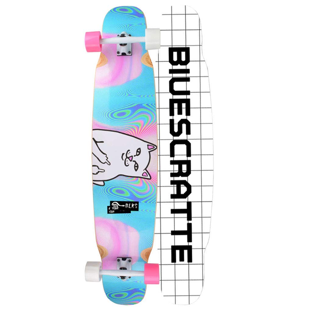 Skateboards for Kids, Dancing Longboard 46 Inch Drop Through Freestyle Longboard Skateboards for Kids, Cruiser 7-ply Maple and Smooth PU Casters, Skate Styles in Graphic Designs