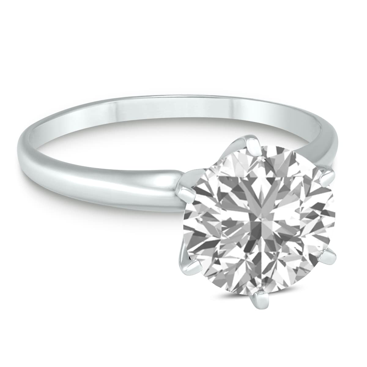 SZUL IGI Certified Lab Grown 1 Carat Diamond Solitaire Ring in 14K White Gold (I Color, SI2 Clarity)