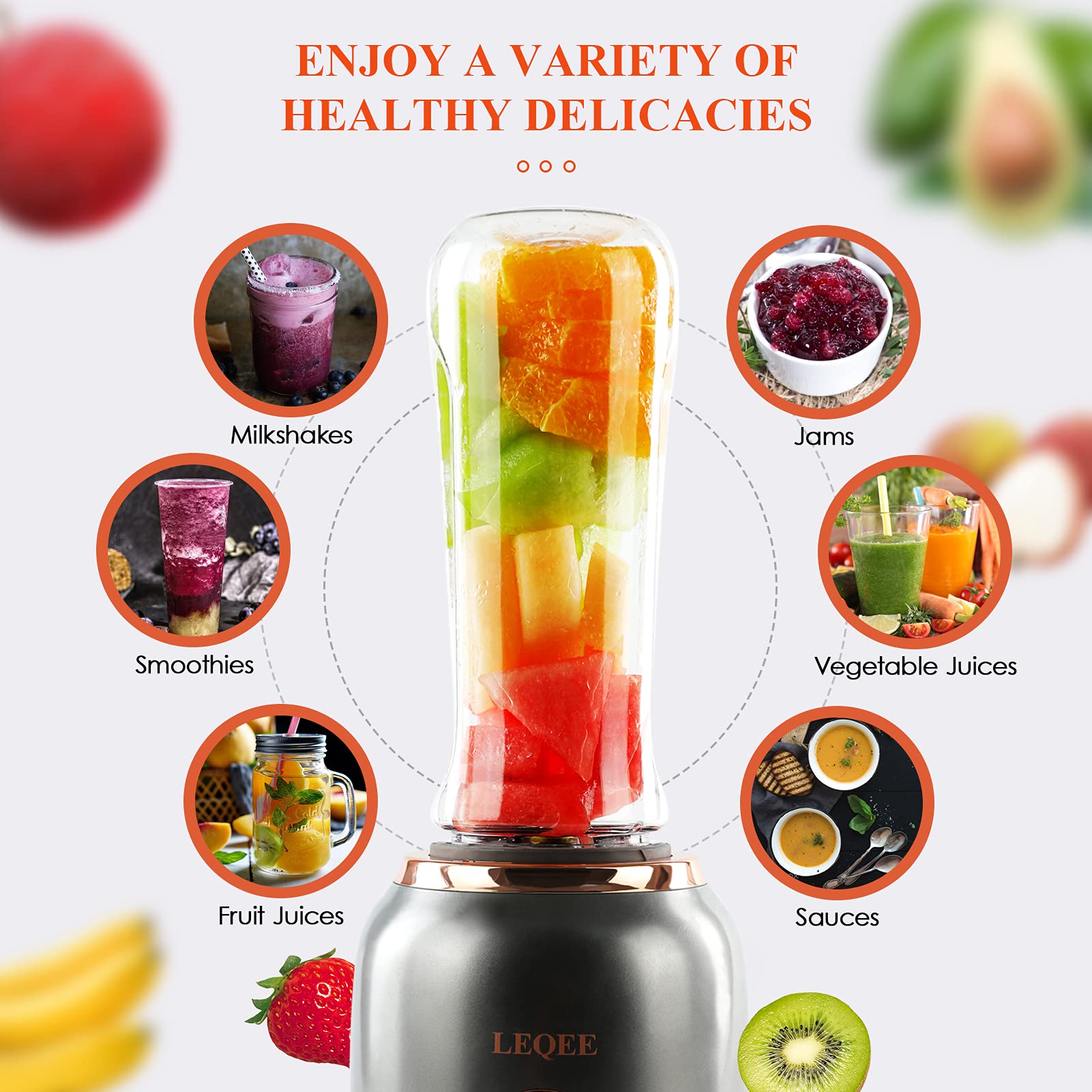 Smoothie Blender with 6 Sharp Blades, Personal Mini Blender for Shakes and Smoothies with 3 Adjustable Speeds, Blender for Kitchen with Grinding, BPA-free 3 Travel Cup & 27oz Mason Cup, Blue Pro