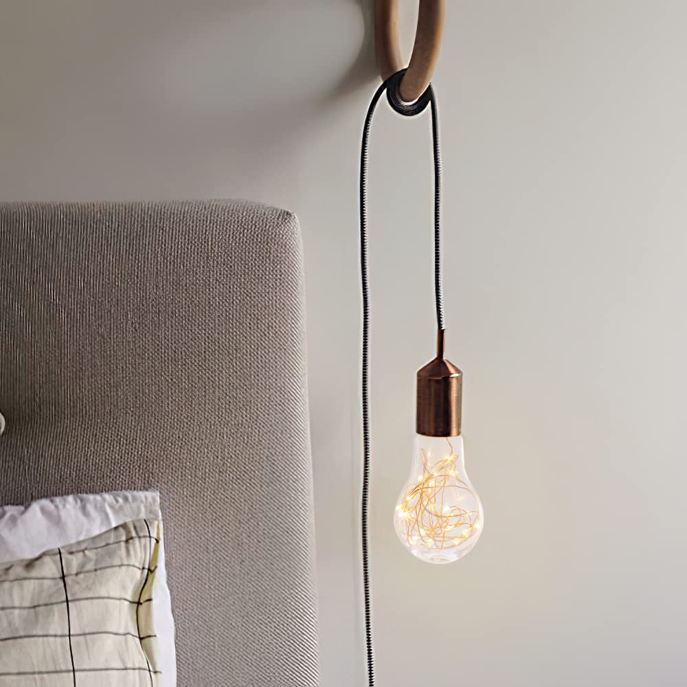 Tonitre LED Decorative Fairy Lights Bulb, 2W Starry Light Warm White Filaments A19 Bulbs, 15W Equivalent Copper Wire String Lights for Pendant Light Fixtures, Living Room, Christmas, Wedding, 2 Pack