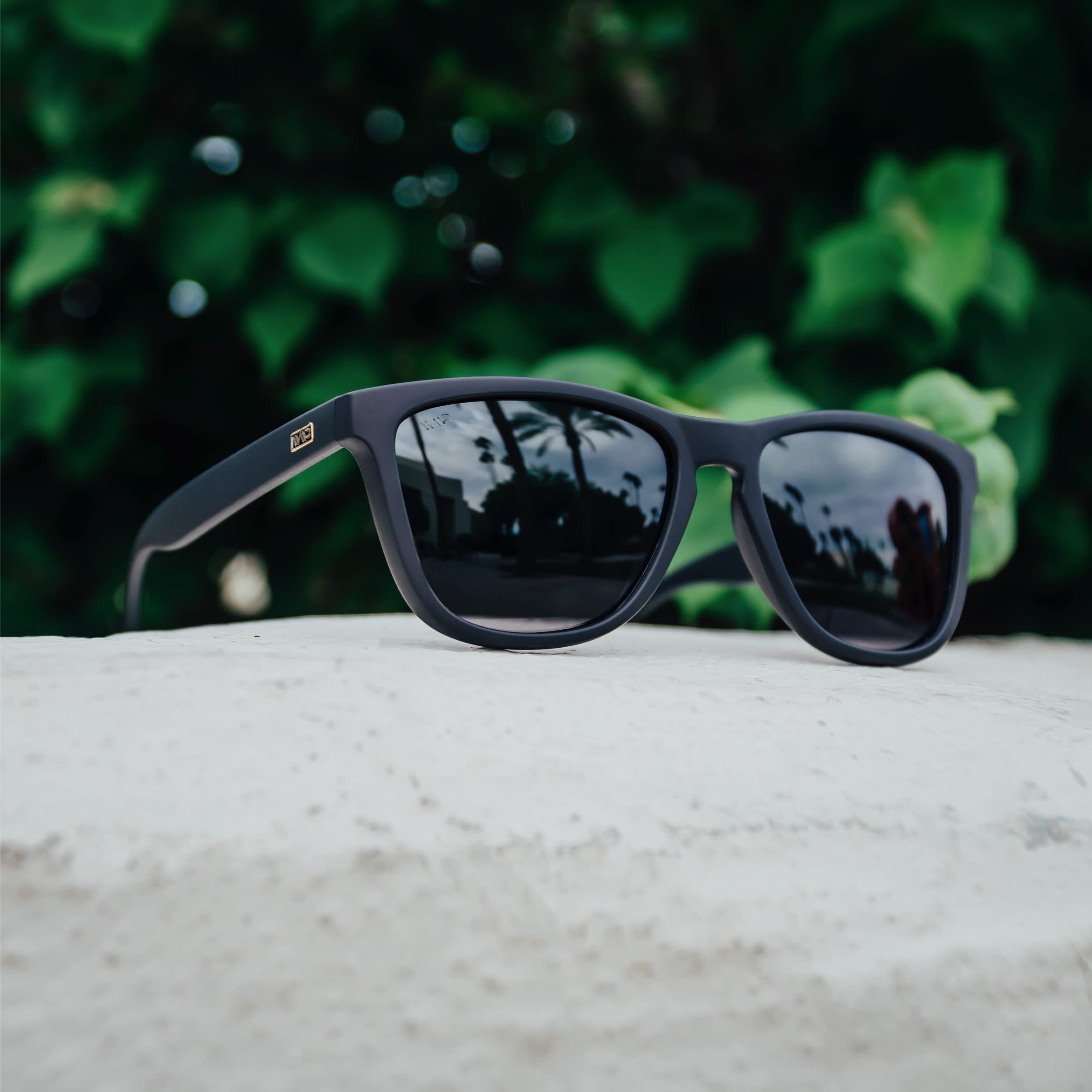 WearMe Pro - Polarized Square Active Running Women Men Classic Mirrored Sunglasses (Black Frame/Black Lens, 60)