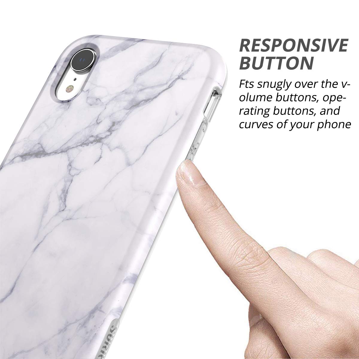 SURITCH Case for iPhone XR, [Built-in Screen Protector] Gold Marble Full-Body Protection Shockproof Rugged Bumper Protective Cover Compatible with iPhone XR 6.1 Inch (Gold Marble)