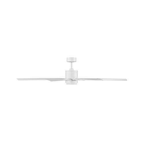 Renegade Smart Indoor and Outdoor 8-Blade Ceiling Fan 52in Matte White with 3000K LED Light Kit and Remote Control worksworks with Alexa and iOS or Android App