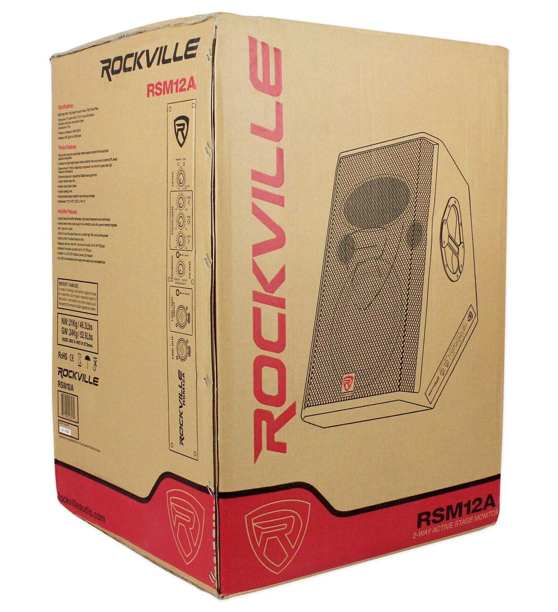 Rockville 1000 Watt 2-Way Powered Active Stage Floor Monitor Speaker, Black, 12 inch (RSM12A)
