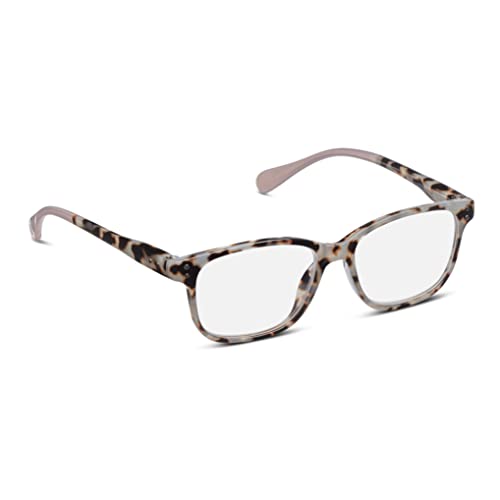 Peepers by PeeperSpecs Women's Nature Walk Soft Square Blue Light Blocking Reading Glasses, Gray Tortoise/Pink, 51 + 1.5