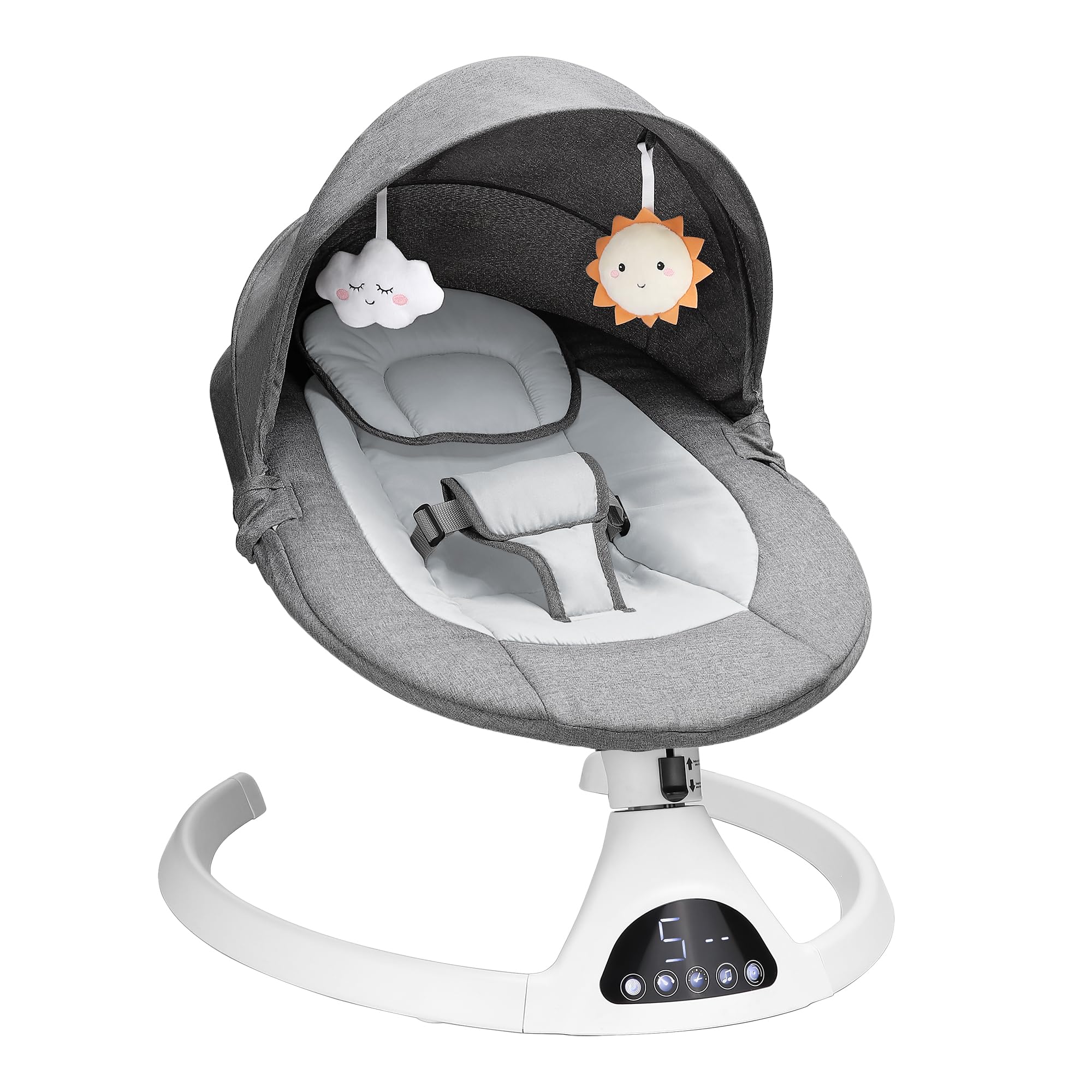 T TICCI Baby Swings for Infants, 5 Speed Bluetooth Baby Bouncer, Motorized Bluetooth Swing, Built-in 3 Timer Settings, Music Speaker, Remote Control, 0-6 Months (Green)