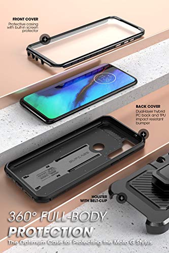 SUPCASE Unicorn Beetle Pro Series Case for Moto G Stylus 2020 [Not Fit 2021/2022 Version], Built-in Screen Protector Full-Body Rugged Holster & Kickstand Case (Black)