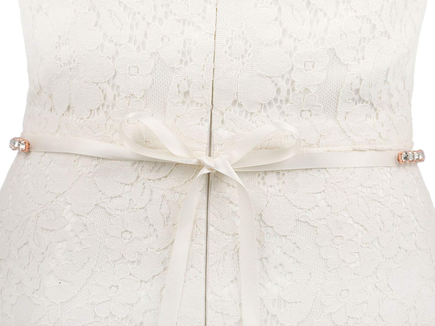 SWEETV Rhinestone Bridal Belt Bridesmaid Sash Crystal Wedding Belt for Dress Evening Gown,Silver
