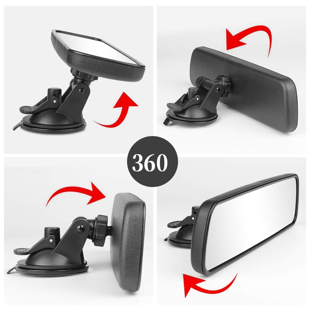 Safety Car Seat Mirror for Rear Facing Infant, Universal Car Truck Interior Rear View Mirror Adjustable White backseat Mirror ANTI GLARE Suction Cup, Baby Mirror for Car (Width 24.8cm/9.76in)