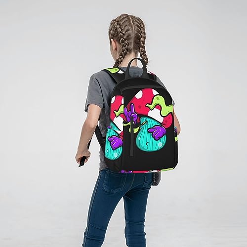 Supdreamc Men Women Durable Polyester Trippy Mushroom Psychedelic Trip Art Daypack Big Capacity Shoulder Bag With Smooth Zippers for Hiking Work Walking Cycling