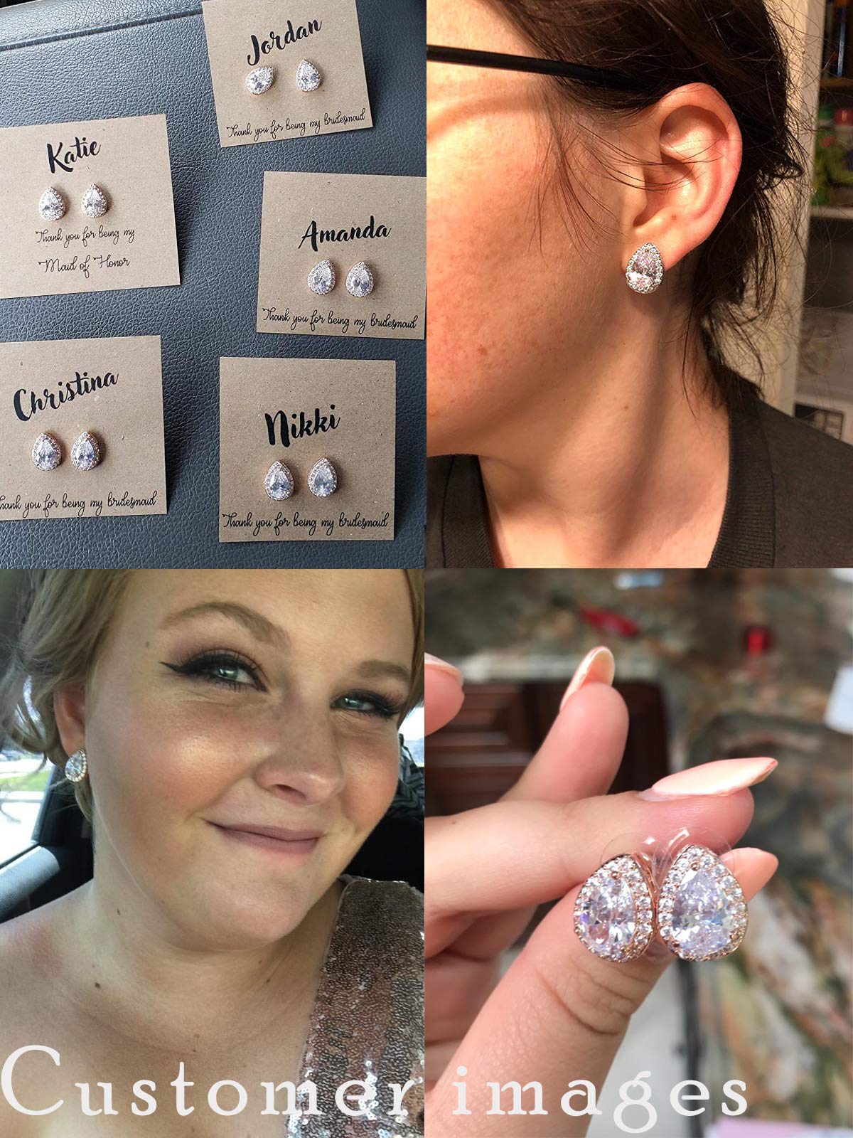 SWEETV Teardrop Bridal Earrings for Wedding, Prom - Elegant Cubic Zirconia Stud Earrings for women, brides, bridesmaids,Siver