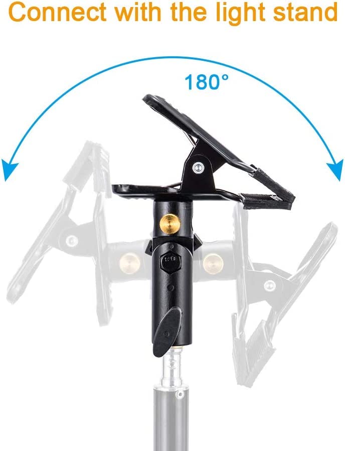 UTEBIT Photography Reflector Holder for Light Stand(2 Pack),Heavy Duty Metal Clamp Holder, Light Reflector with Stand, Photo Umbrella Clamps for Studio, Light Stand