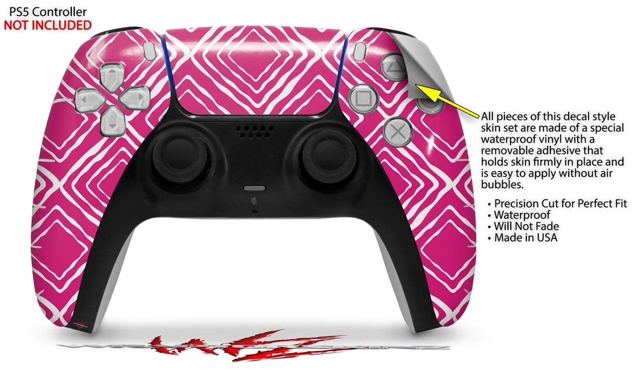 WraptorSkinz Skin Wrap compatible with Sony PS5 DualSense Controller Wavey Fushia Hot Pink (CONTROLLER NOT INCLUDED)