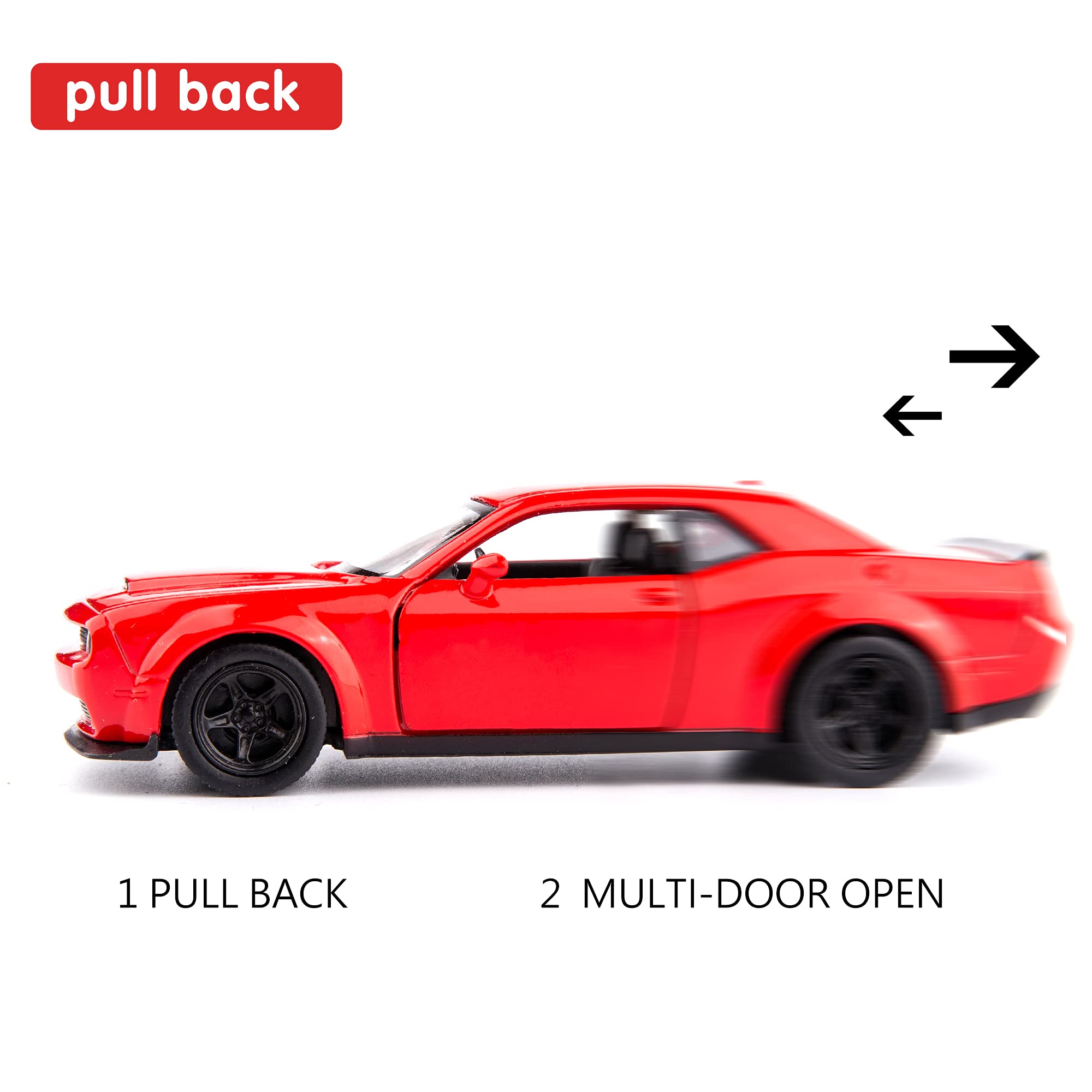 TGRCM-CZ 1/36 Scale Challenger Casting Car Model, Zinc Alloy Toy Car for Kids, Pull Back Vehicles Toy Car for Toddlers Kids Boys Girls Gift (Red)