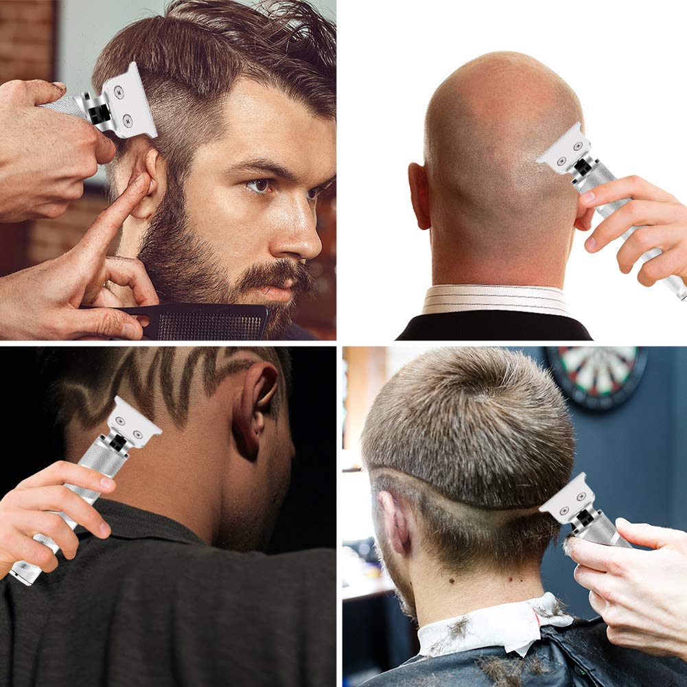 SURKER Electric Pro Li Clippers Barber Accessories Grooming Waterproof Rechargeable Cordless Close Cutting T-Blade Trimmer Hair Clippers for Men(Silver)