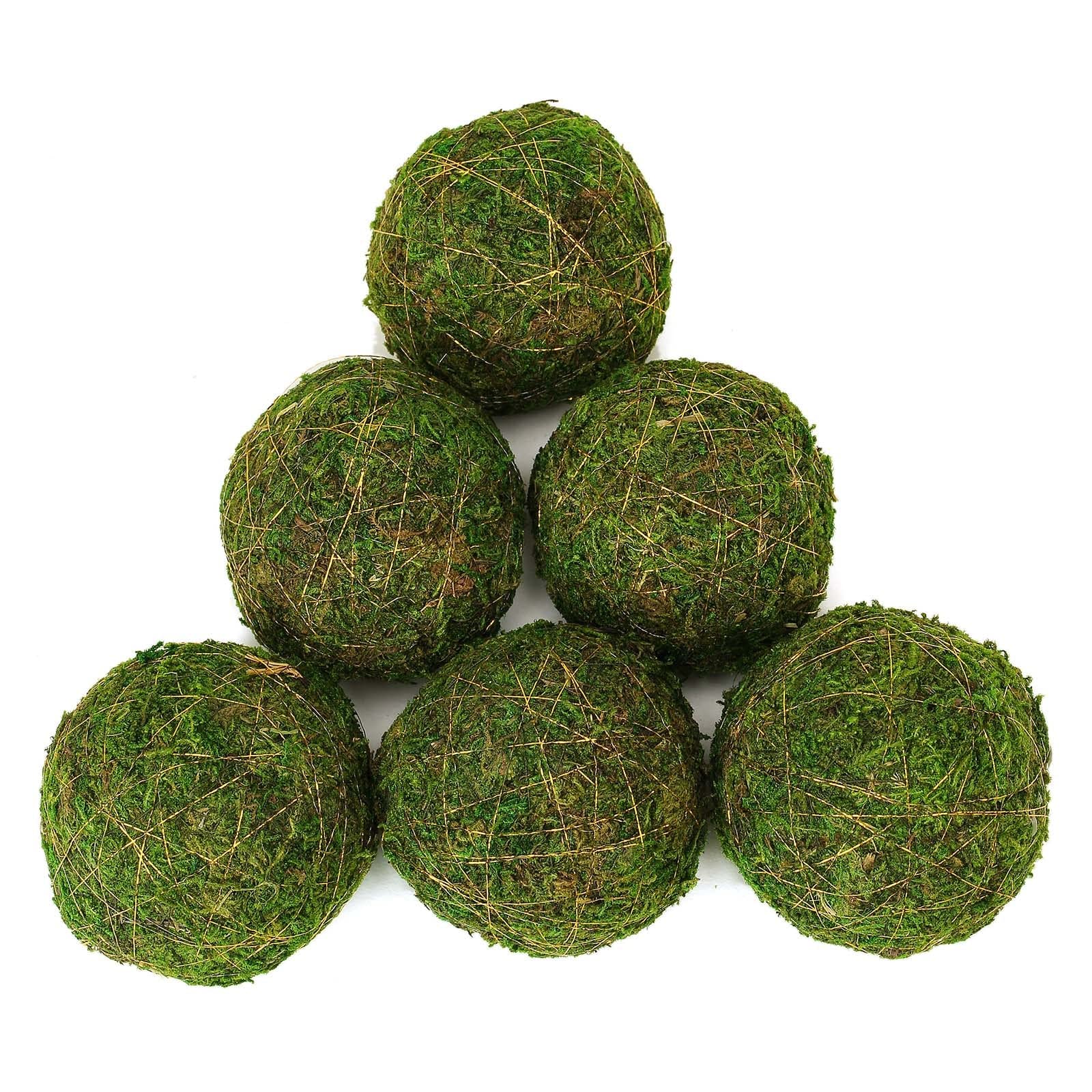 TABLECLOTHSFACTORY 6 Pack | 3" Handmade Natural Gold Glittered Twig Rattan Balls Wedding Decoration Birthday Party Arrangement
