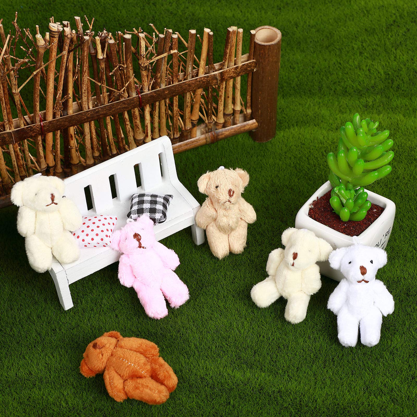 Skylety 20 Pcs Tiny Stuffed Bears 6 cm Mini Plush Toy Bears for Keychain Small Soft Jointed Bears Doll Gift for Valentine's Day Birthday Graduation Wedding Baby Shower Party Favors