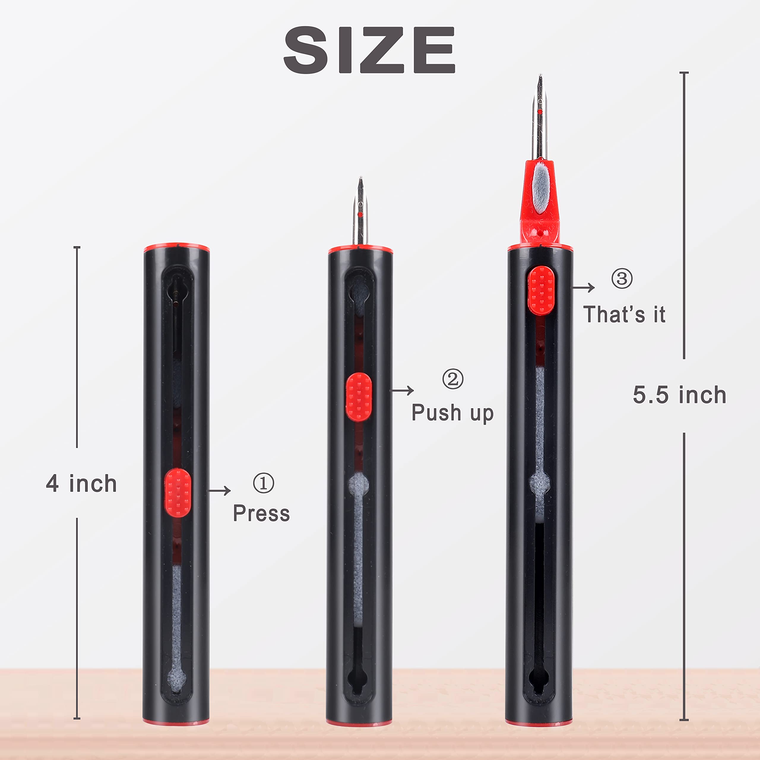Satmem Airpod Cleaner Kit 2nd Generation, Cleaning Pen for Airpods Pro 1 2 Multifunctional Airpod Cleaning Tool for Bluetooth Earphones, Earbud Cleaning Pen with Soft Brush (1PCS,Black2.0)