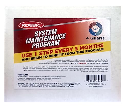 Roebic SMP-1000-PAK-1 Complete Septic System Maintenance Kit: 4 Quarts, Pack of 1, All-in-One Solution for Septic System Care