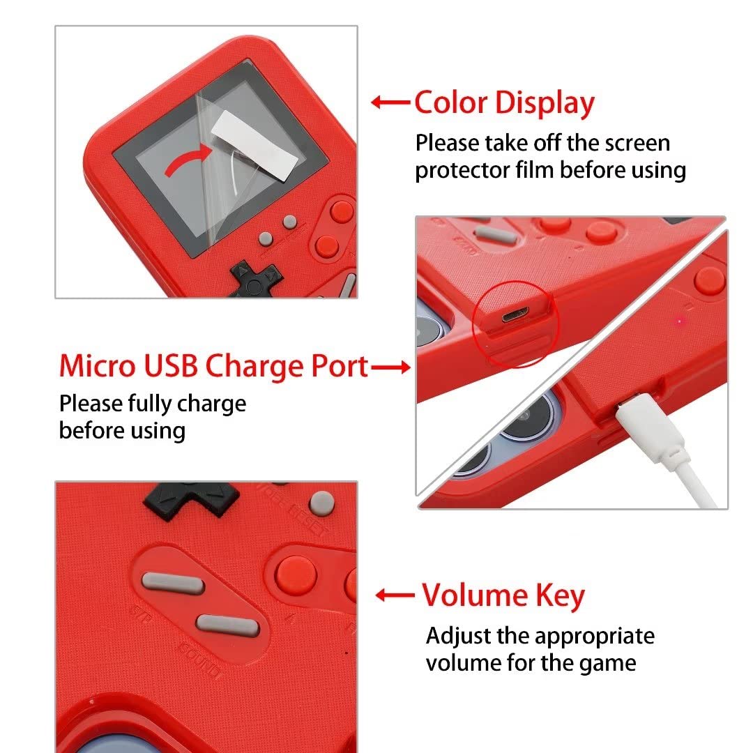 WeLohas Gameboy Case for iPhone 12/12 Pro,Handheld Retro 168 Classic Games,Color Video Display Game Case for iPhone,Anti-Scratch Shockproof Phone Cover for iPhone Red