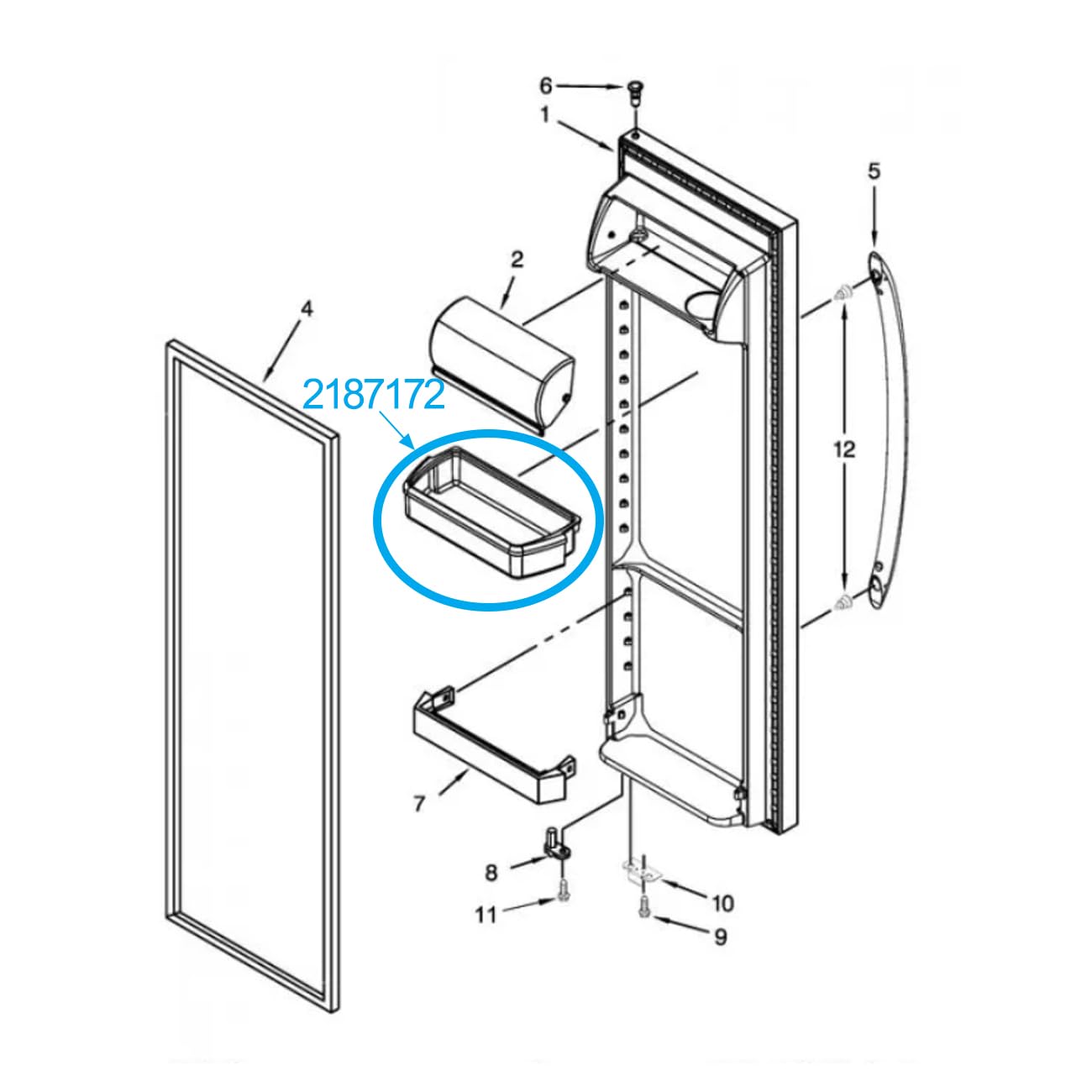 Siwdoy (Pack of 3) 2187172 Door Shelf Bin Compatible with Whirlpool Kenmore Amana Refrigerator Replaces WP2187172, 2187194K, AP3853103, PS328468, White