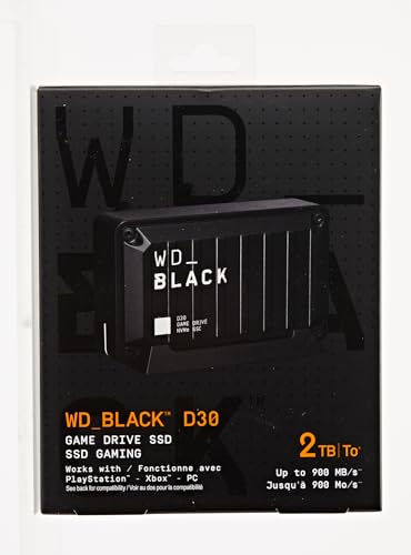 Western Digital 2TB D30 Game SSD - Portable External Solid State Drive, Compatible with Playstation, Xbox, & PC, Up to 900MB/s - WDBATL0020BBK-WESN