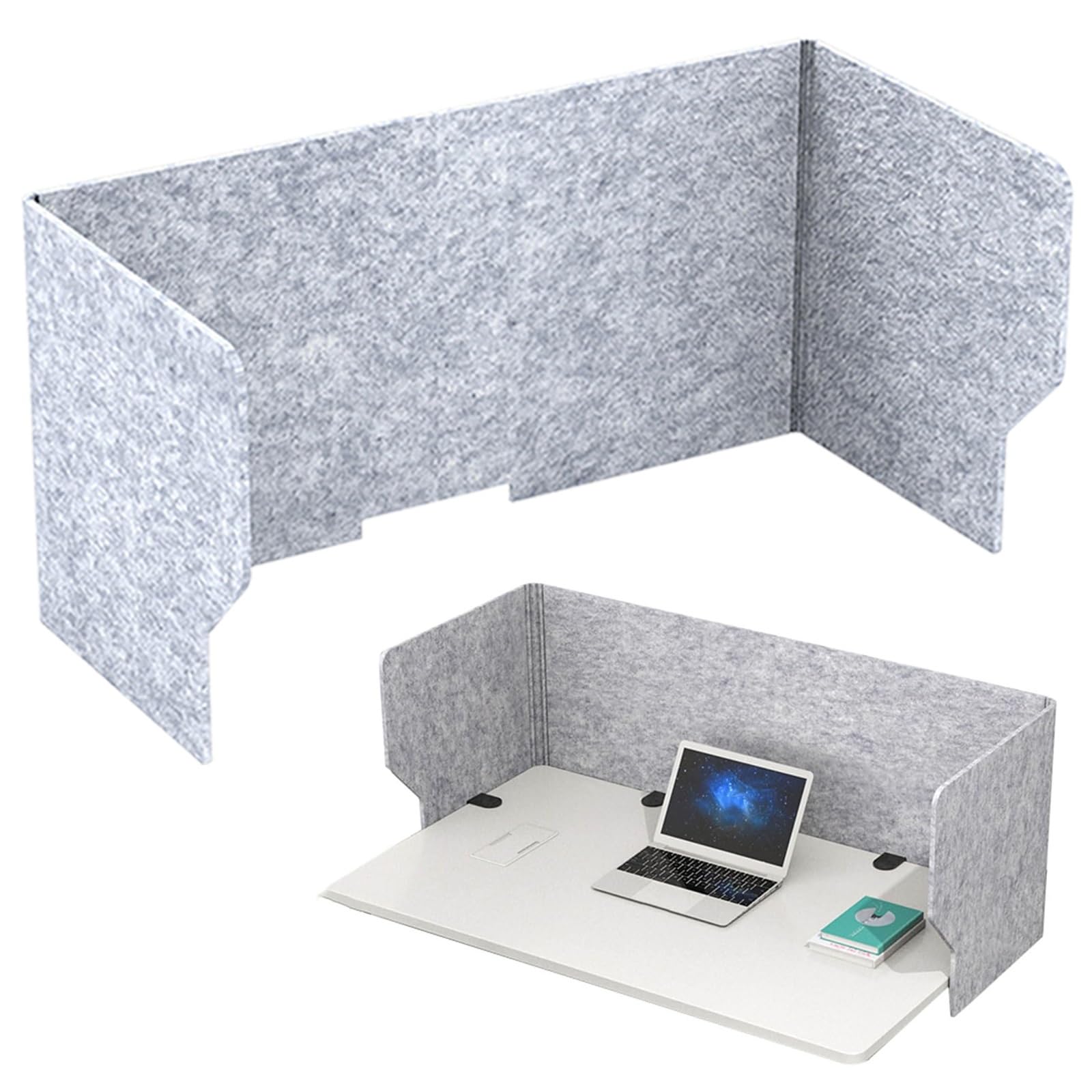 SAGIDAR Office Divider Partition, Desk Barrier Sneeze Guard, 60/80/100cmx50cmx50cm, Tabletop Divider Sound Absorbing, Folding Portable, 3-Panel Partition Polyester Fiber