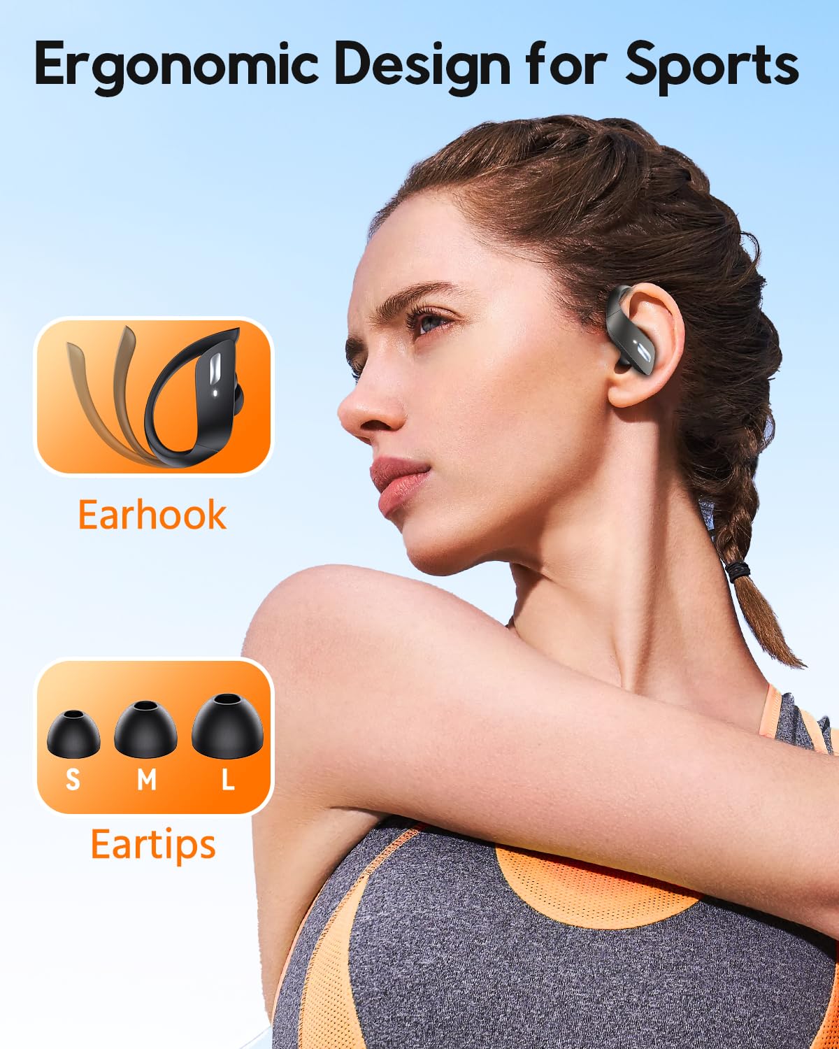 TAGRY Bluetooth Earbuds with 80Hrs Playtime, IPX7 Waterproof, Microphone - For Sport, Running, Phone, PC