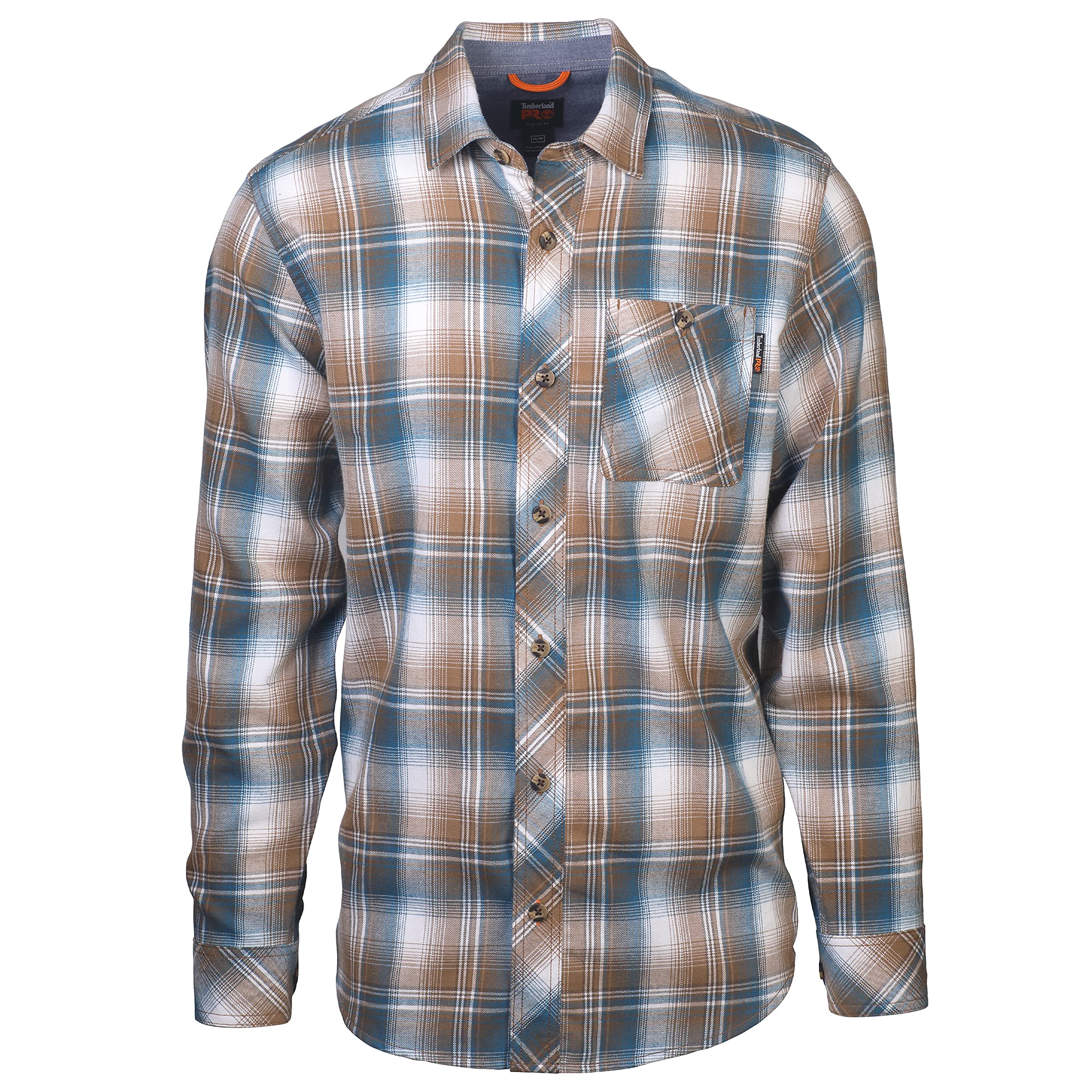 Timberland PRO Men's Size Woodfort Mid-Weight Flannel Work Shirt, Navy Buffalo Check, X-Large Tall